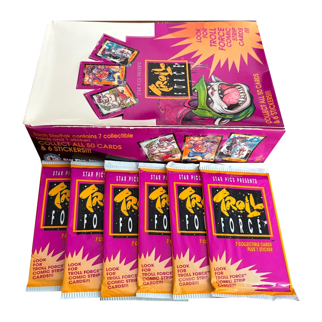 6 Packs of Troll Force Vintage Trading Cards. 7 Cards and 1 Sticker per ...