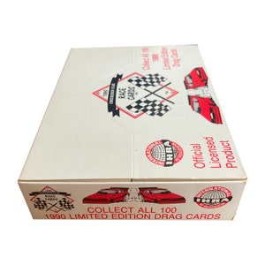 Complete Box of 1990 Checkered Flag Limited Edition Drag Race Cards. 36 ...