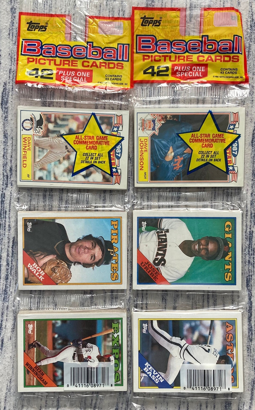 1988 Topps Baseball Lot of 2 Unopened Rack Packs. 42 Cards + 1 Special ...