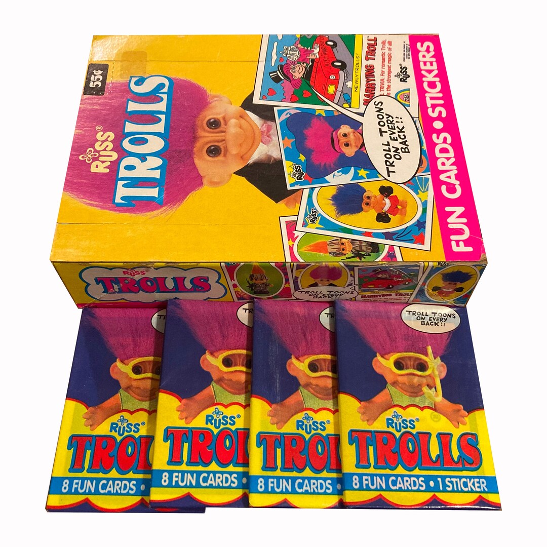 4 Packs of Russ Trolls Vintage Trading Cards. 8 Fun Cards and 1 Sticker ...