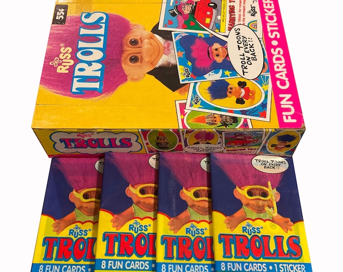 4 Packs of Russ Trolls Vintage Trading Cards. 8 Fun Cards and 1 Sticker ...