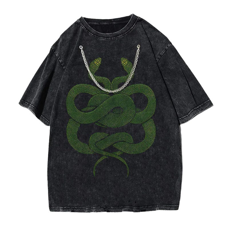 Grunge 90s Baggy Y2K Snakes Print Shirt | Aesthetic Retro Gothic ...