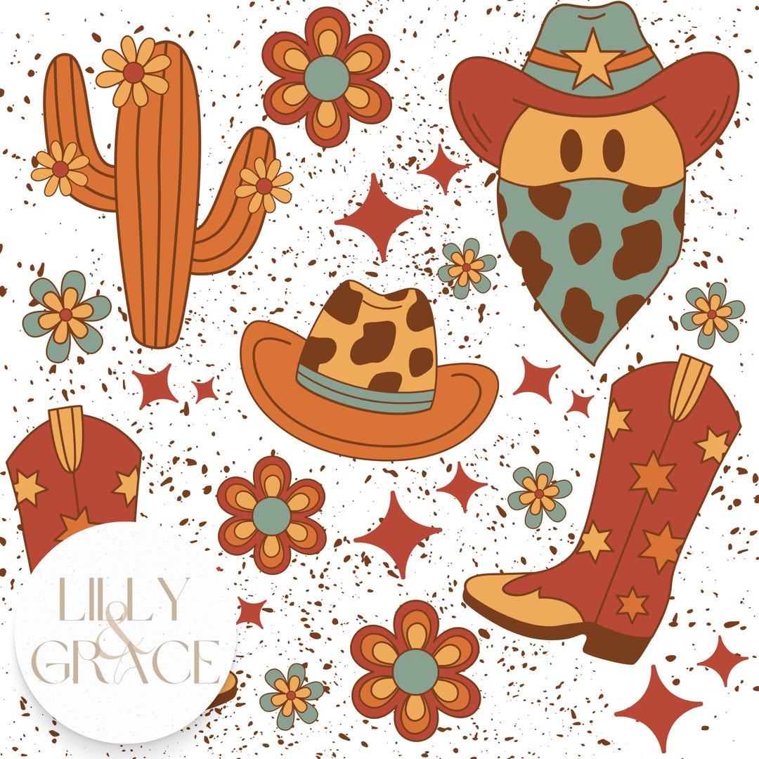 Pink Western Pattern, Digital Download, Howdy, Retro Cowgirl Pattern ...