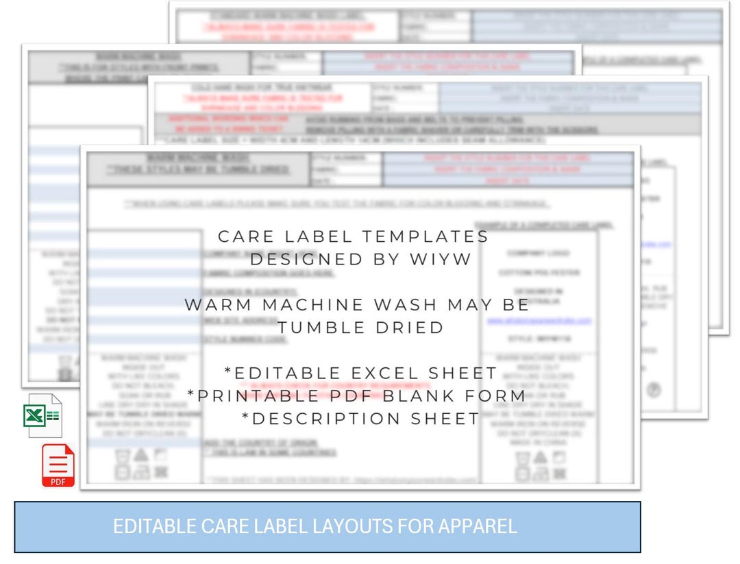 Care Label Templates for Apparel - Instant Download - Etsy