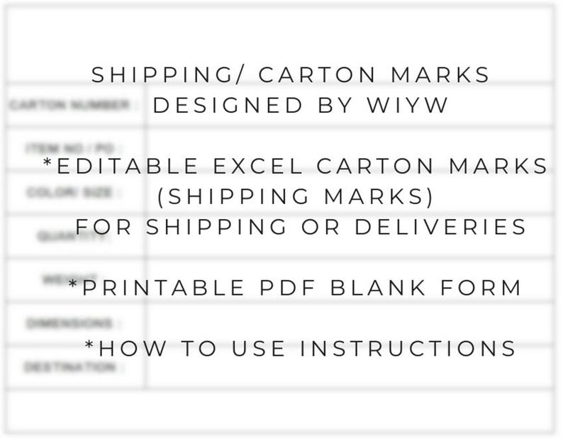 Carton Markings & Shipping Marks Template: for Shipping, Dispatching ...