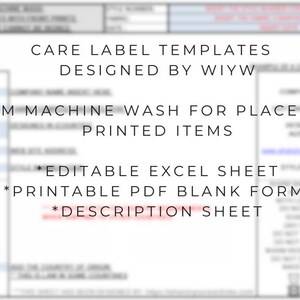 Care Label Templates for Apparel - Instant Download - Etsy