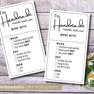 Printable Care Instructions | Laundry Care Tags | Printable PDF ...