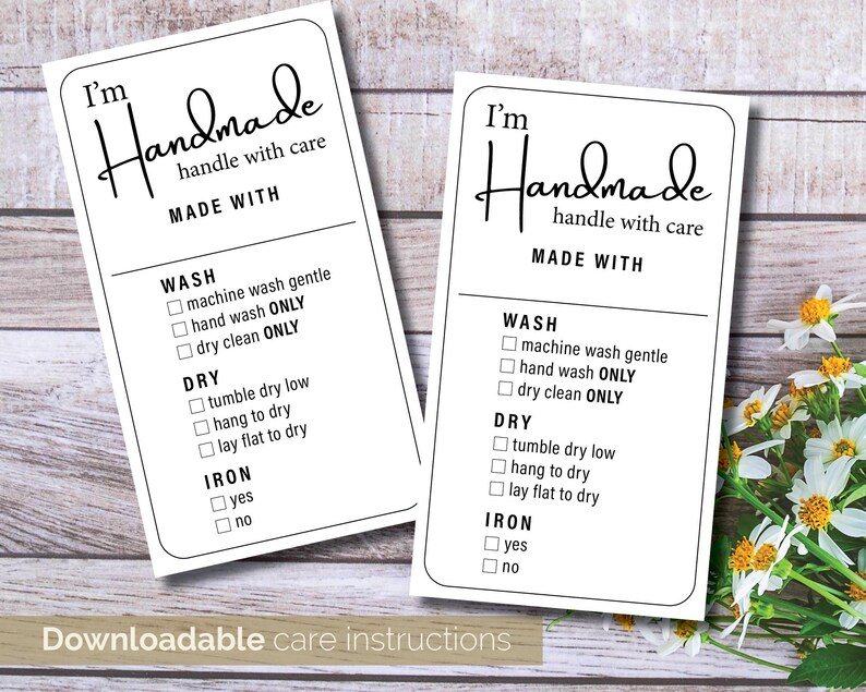 Printable Care Instructions | Laundry Care Tags | Printable PDF ...