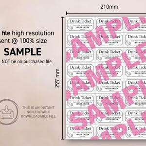 Printable Party Drink Tickets | Wedding & Office Events (digital ...