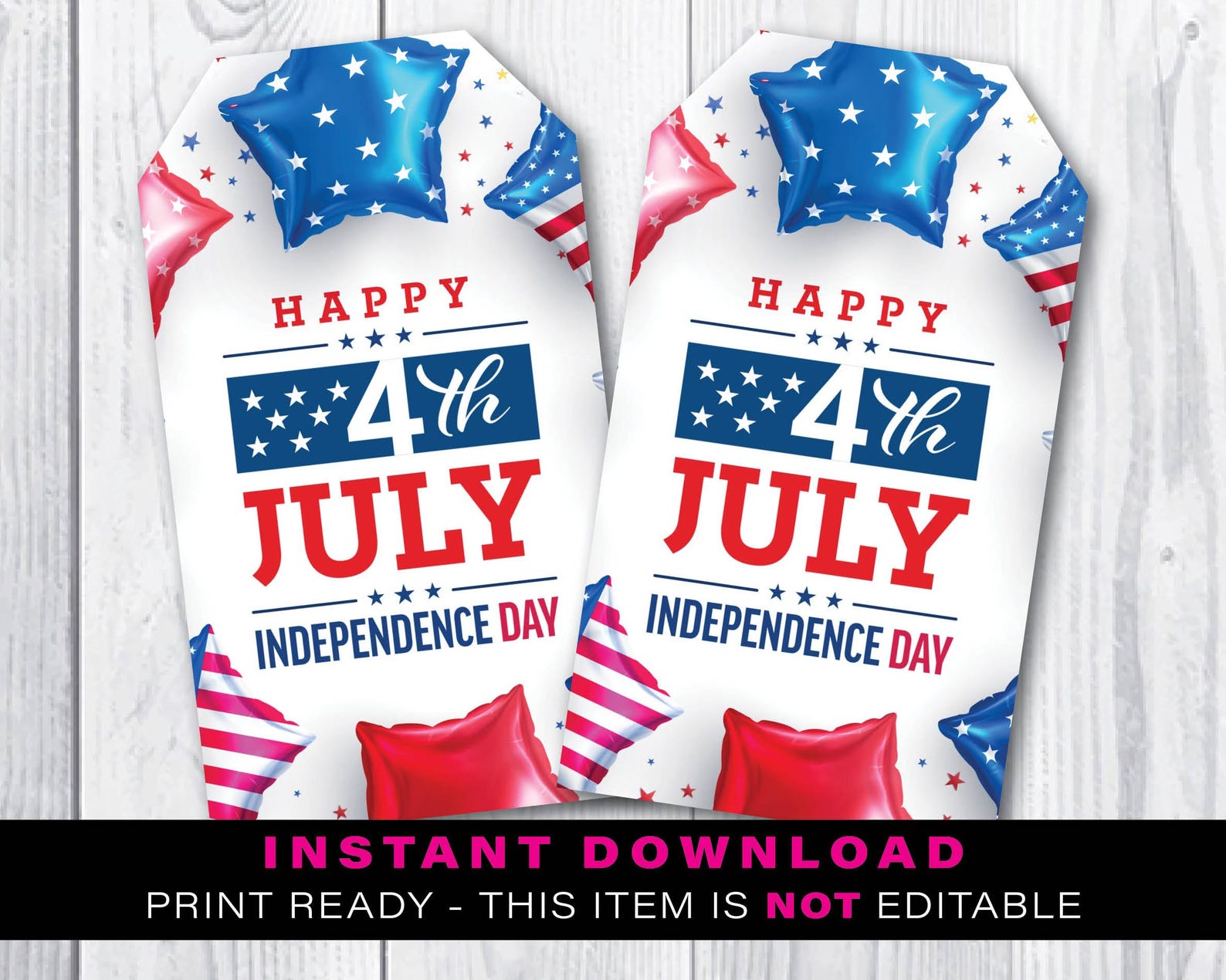 Happy 4th of July Tag, Printable 4th of July Favor Tags, American Flag ...