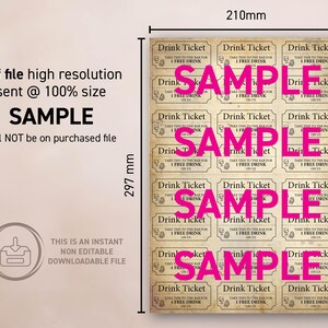 Printable Party Drink Tickets | Drink Voucher Template | Wedding Party ...