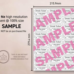 Printable Party Drink Tickets | Wedding & Office Events (digital ...