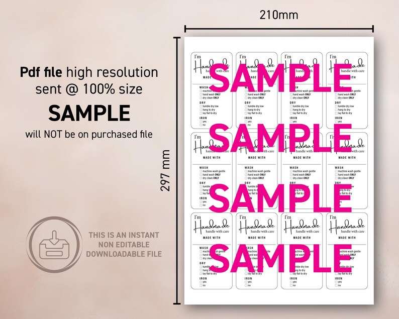 Printable Care Instructions | Laundry Care Tags | Printable PDF ...