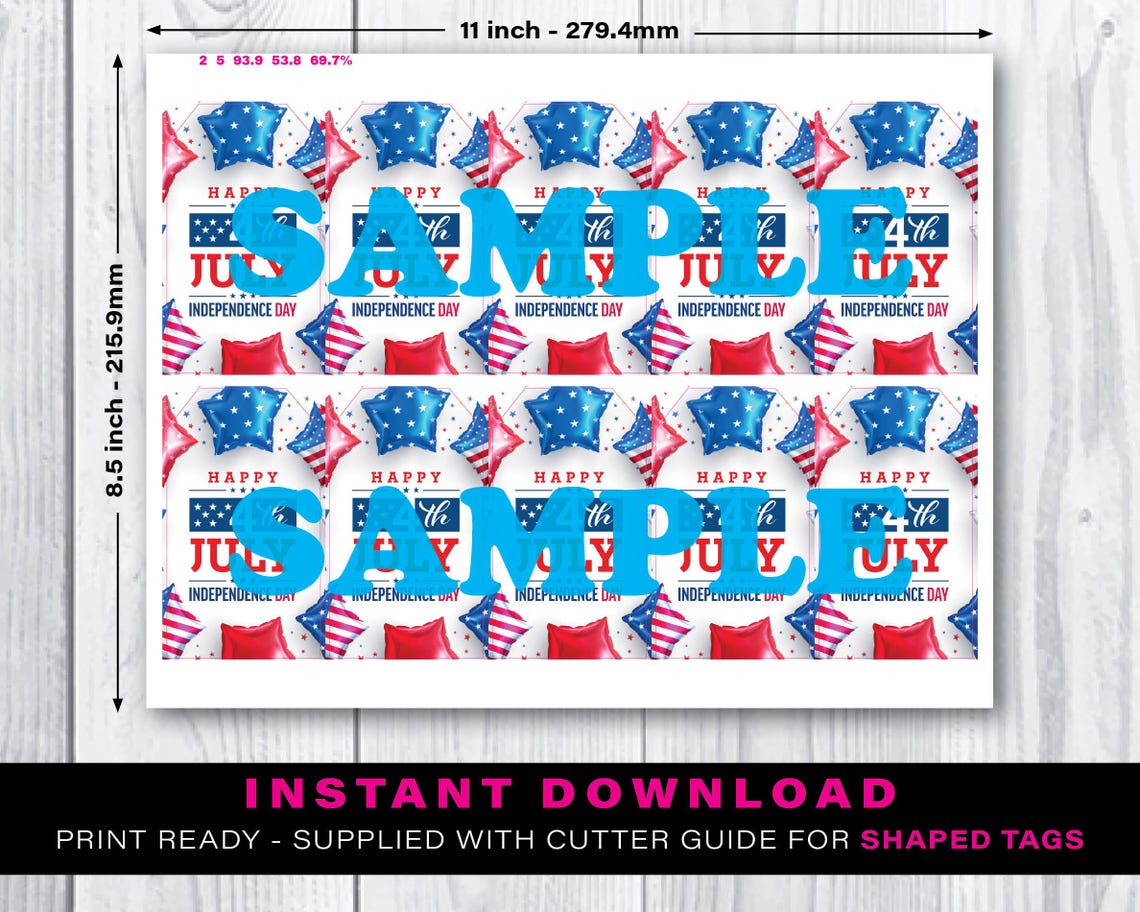 Happy 4th of July Tag, Printable 4th of July Favor Tags, American Flag ...