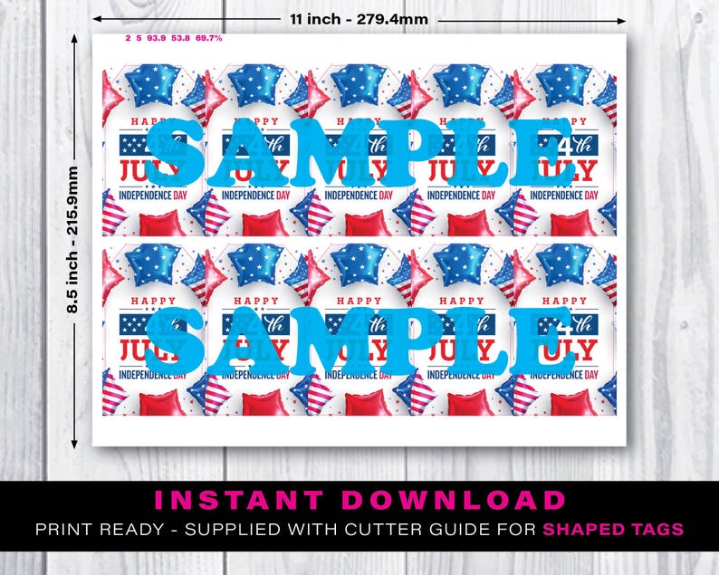 Happy 4th of July Tag, Printable 4th of July Favor Tags, American Flag ...