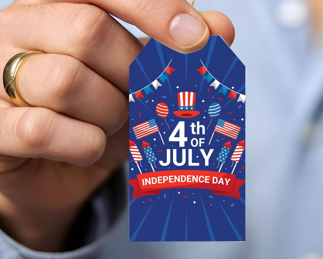 Happy 4th of July Tag, Printable 4th of July Favor Tags, American Flag ...