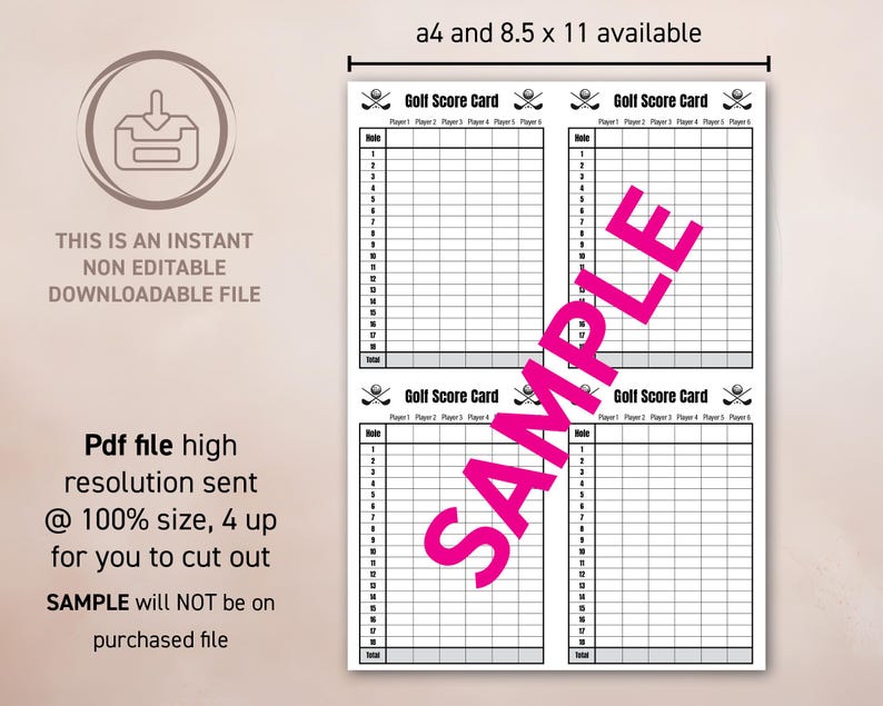 Mini Golf Score Card 18 Hole INSTANT Download Printable Design Golf UK ...