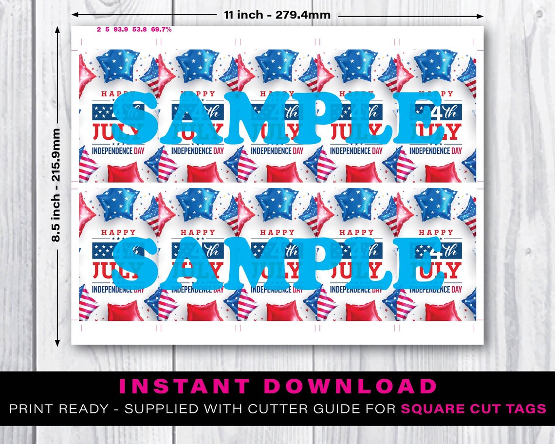 Happy 4th of July Tag, Printable 4th of July Favor Tags, American Flag ...