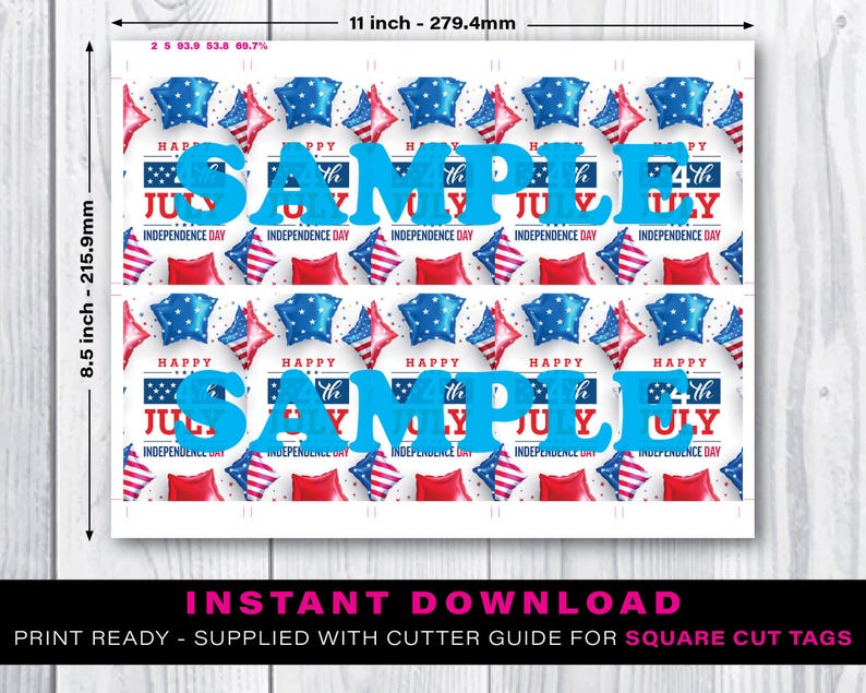 Happy 4th of July Tag, Printable 4th of July Favor Tags, American Flag ...