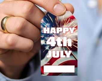Happy 4th of July Tag, Printable 4th of July Favor Tags, American Flag ...