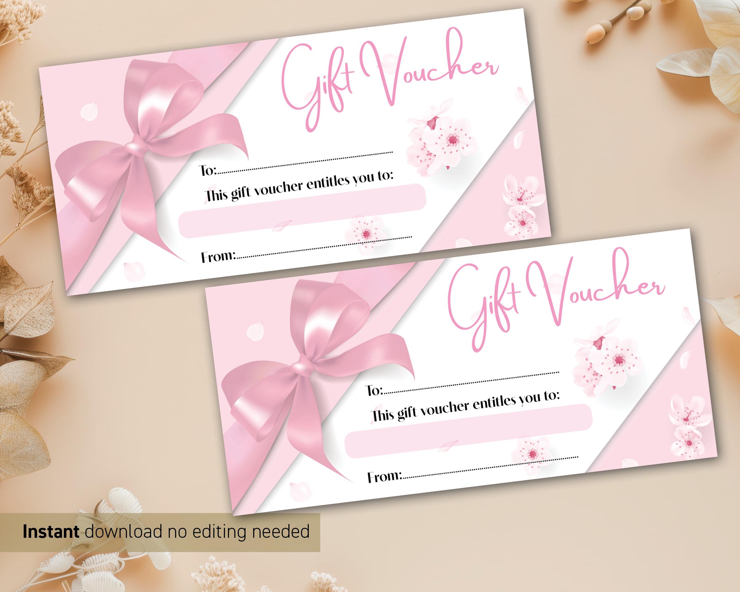 Beauty Gift Voucher, Nail Salon Gift Card, Printable Gift Card ...
