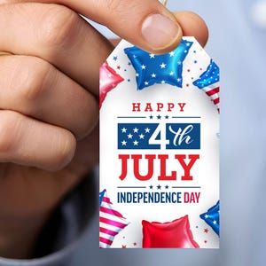 Happy 4th of July Tag, Printable 4th of July Favor Tags, American Flag ...