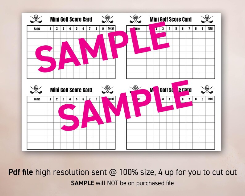 Uk and US Mini Golf Score Card A6 8.5 X 11 Instant Download Printable ...