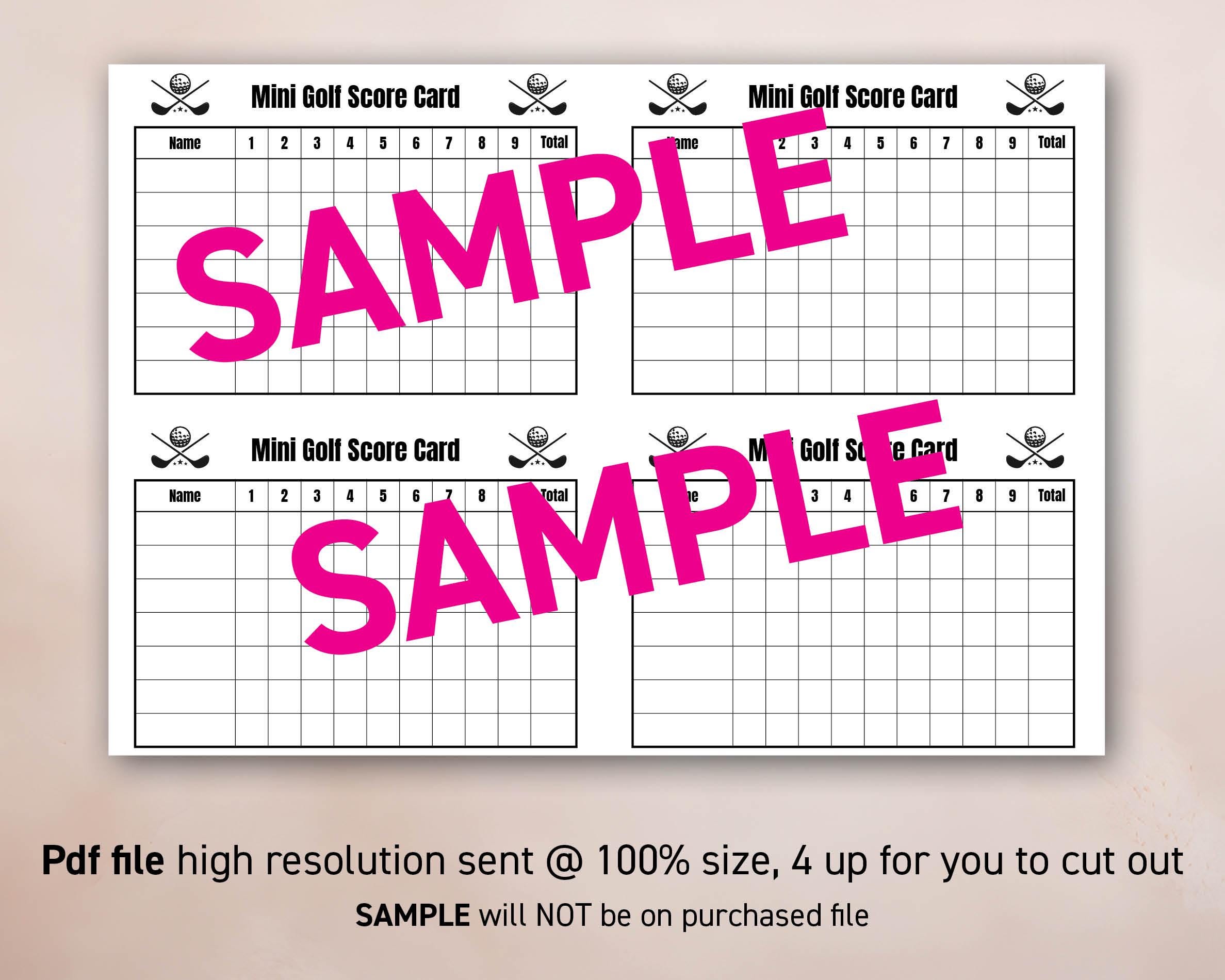 Uk and US Mini Golf Score Card A6 8.5 X 11 Instant Download Printable ...