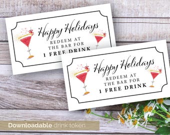 Printable Christmas Drink Tokens, Christmas Party Voucher, Christmas ...