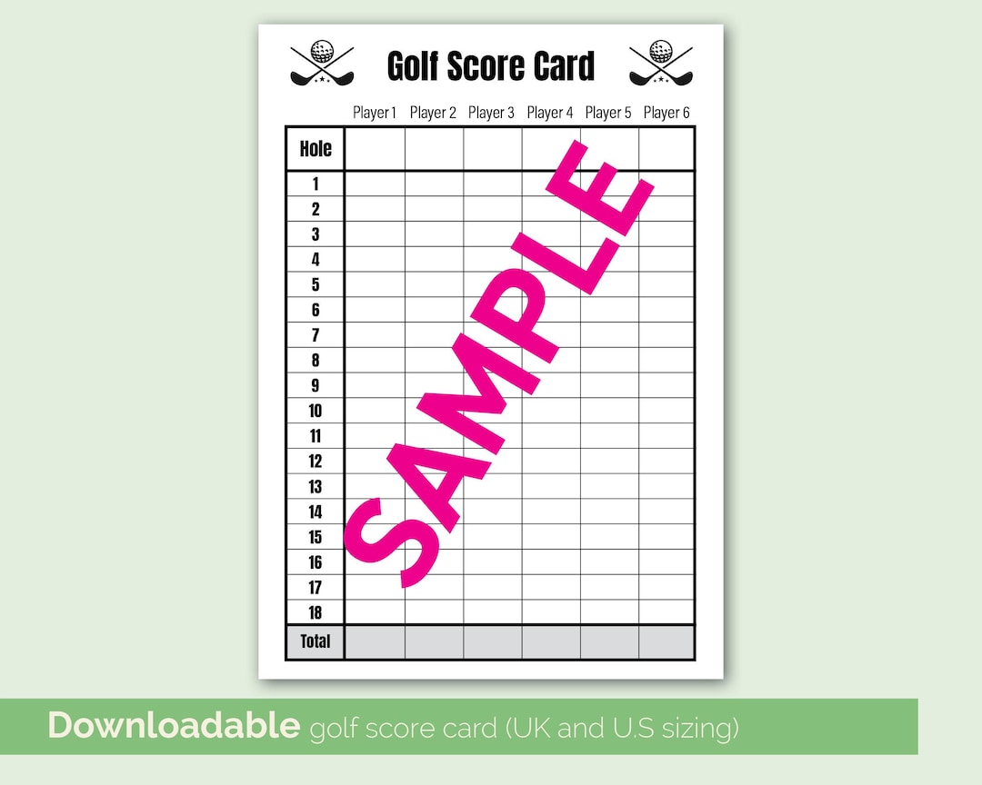 Mini Golf Score Card 18 Hole INSTANT Download Printable Design Golf UK ...