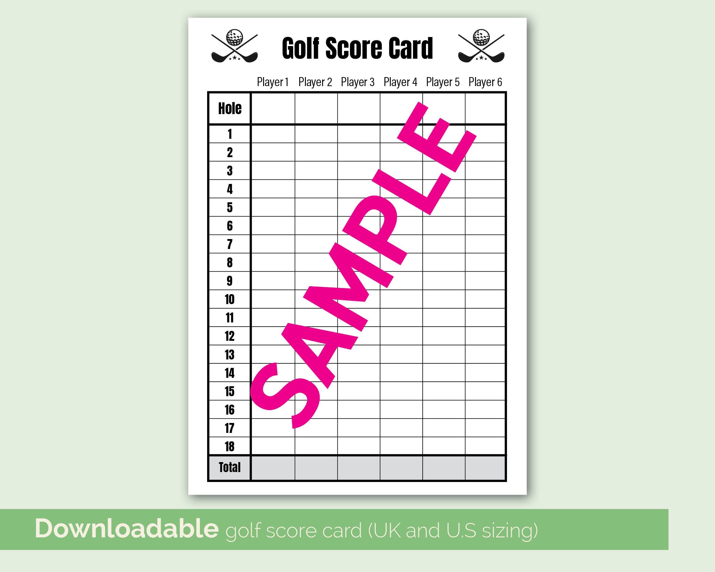 Mini Golf Score Card 18 Hole INSTANT Download Printable Design Golf UK ...