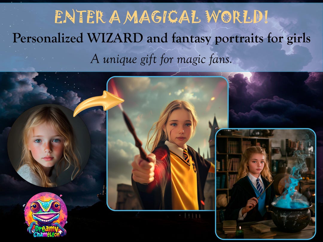 Custom Wizard Girl Portrait From Photo; | Canvas & Poster ...
