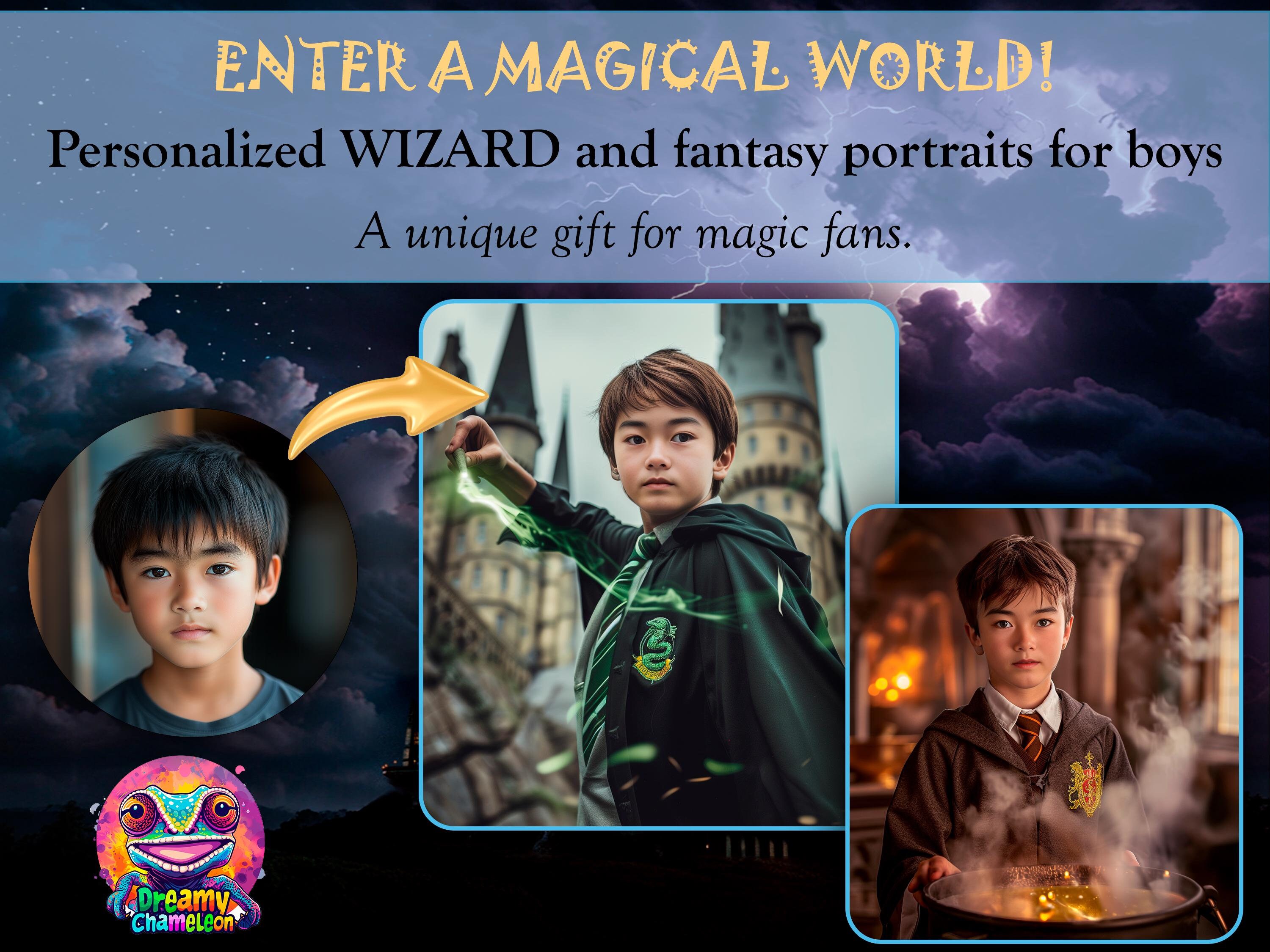 Custom Wizard Boy Portrait From Photo Personalized Mage Portrait for ...