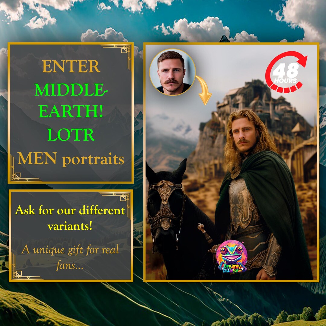 Custom Rohan Portrait From Photo for Men; Elf Warrior | Canvas & Poster ...