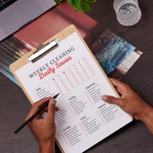 Editable Daily SEVEN Cleaning Planner, Weekly Cleaning Schedule, Chore ...