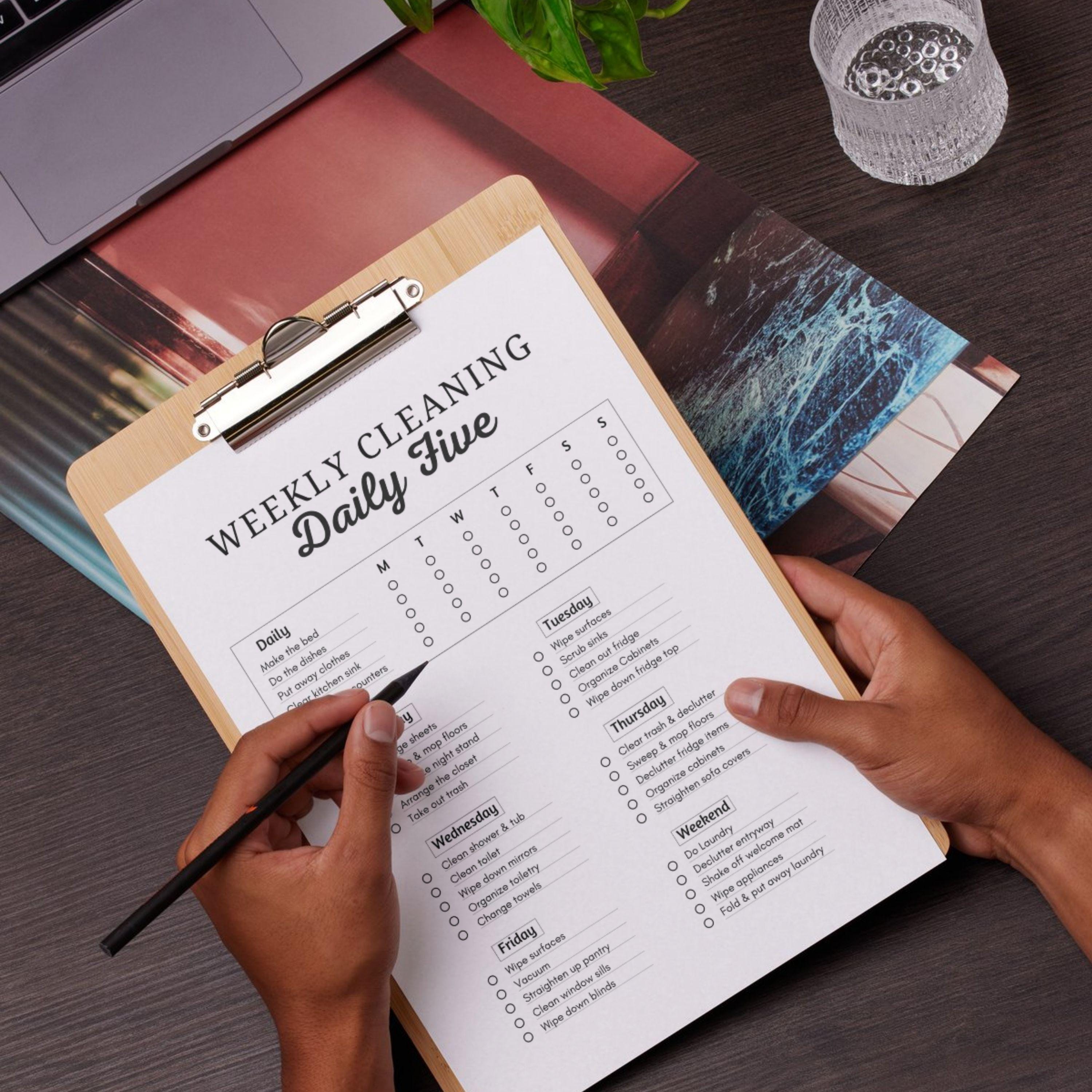 Editable Daily FIVE Cleaning Planner, Weekly Cleaning Schedule, Chore ...