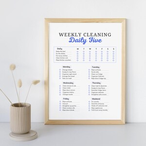 Editable Daily FIVE Cleaning Planner, Weekly Cleaning Schedule, Chore ...