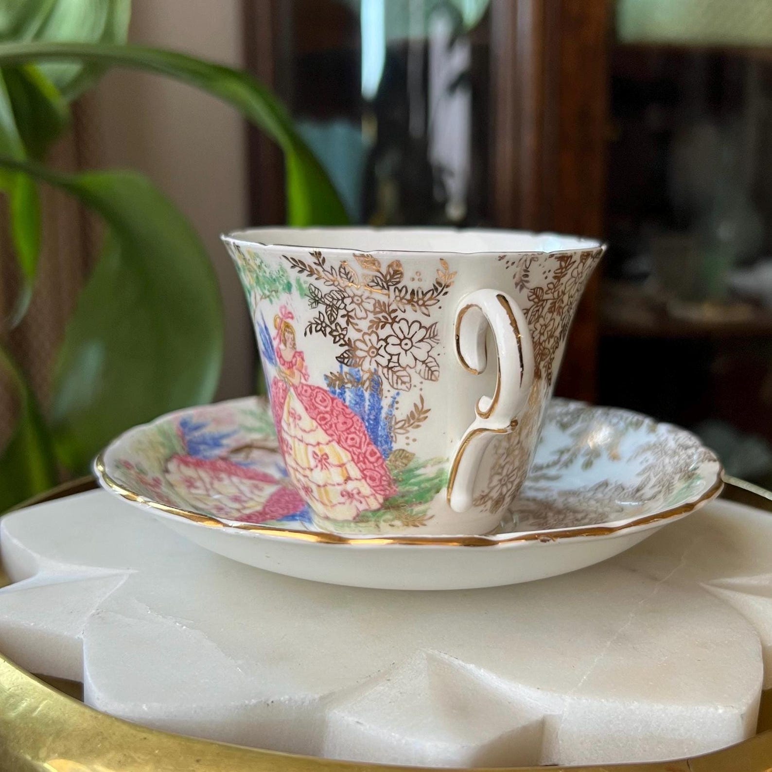 Vintage Colclough Victorian Crinoline Lady Teacup and Saucer Set Bone ...