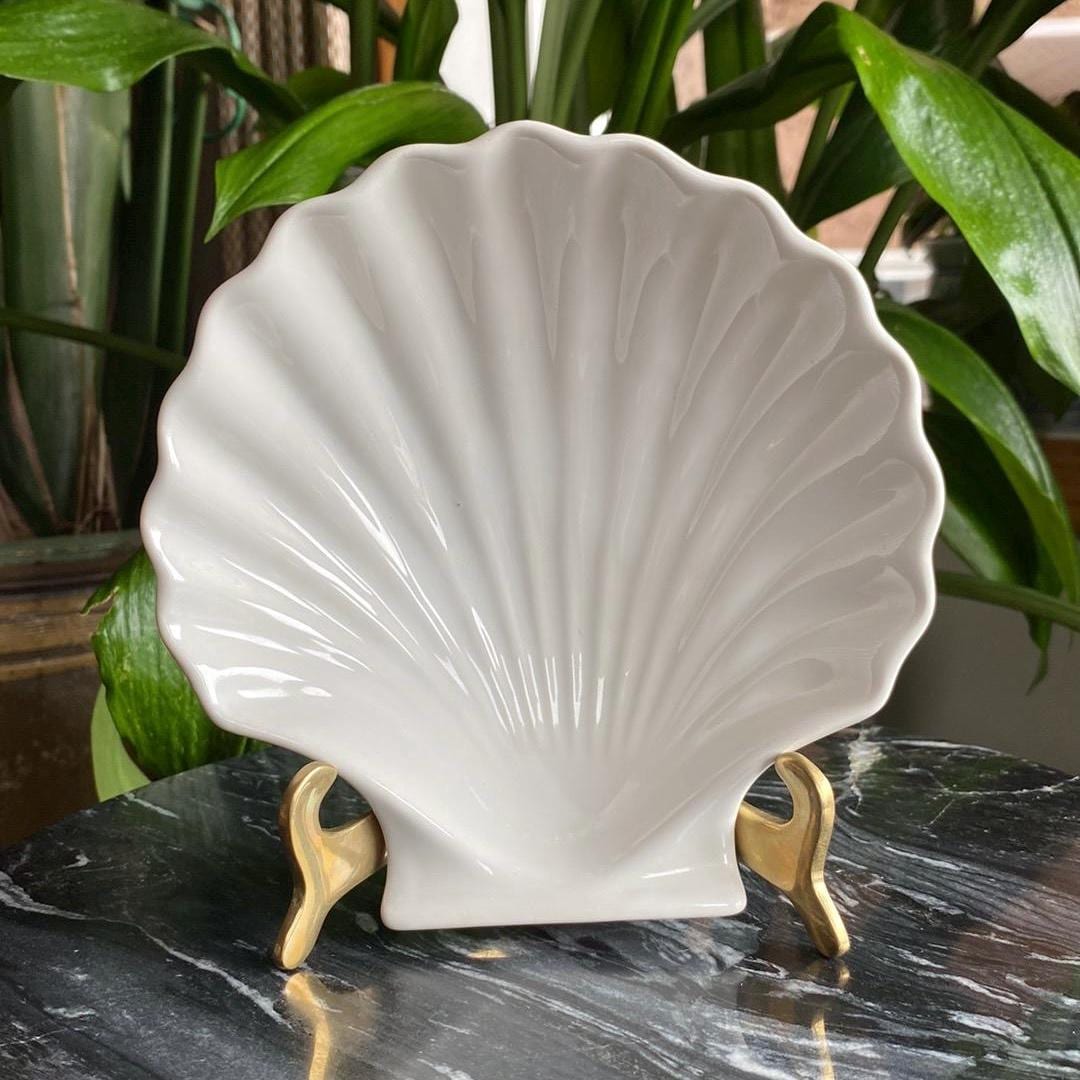 Vintage Japanese Scallop Shell Oven Proof Baking Serving Ceramic Clam ...