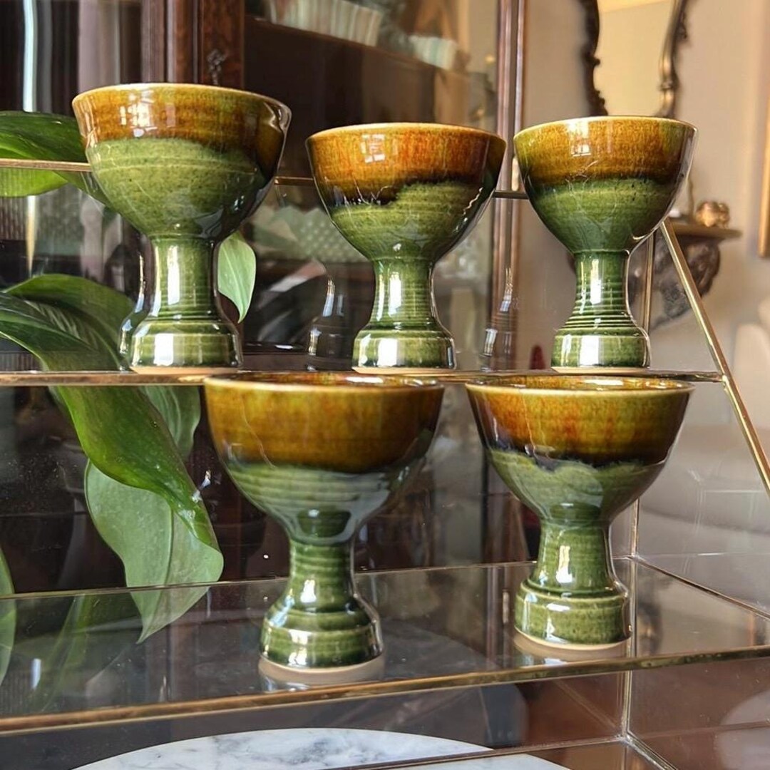 Vintage Culloden Bob Parks Set of 5 Ombré Stemmed Decanter Glasses ...