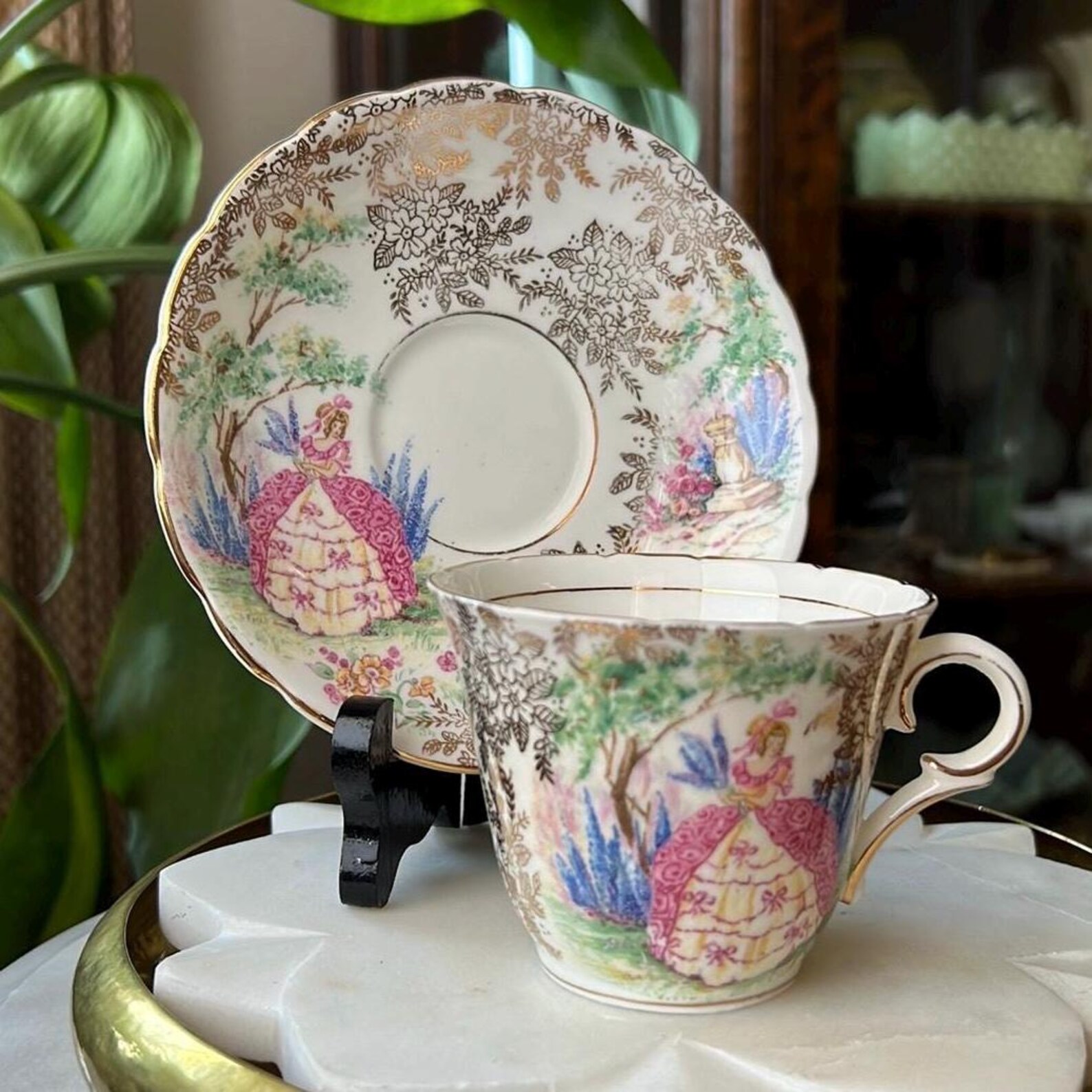 Vintage Colclough Victorian Crinoline Lady Teacup and Saucer Set Bone ...