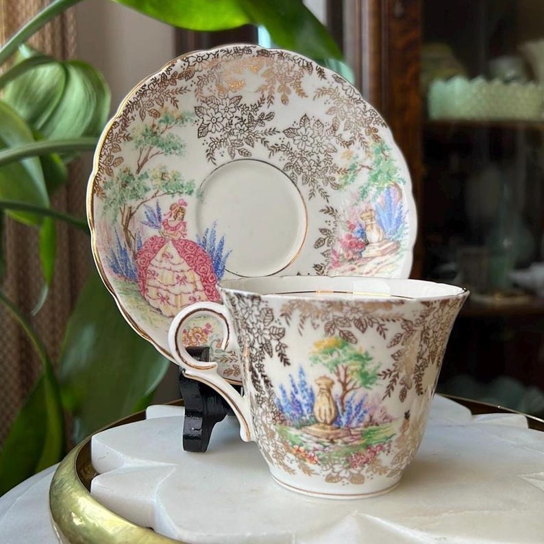 Vintage Colclough Victorian Crinoline Lady Teacup and Saucer Set Bone ...