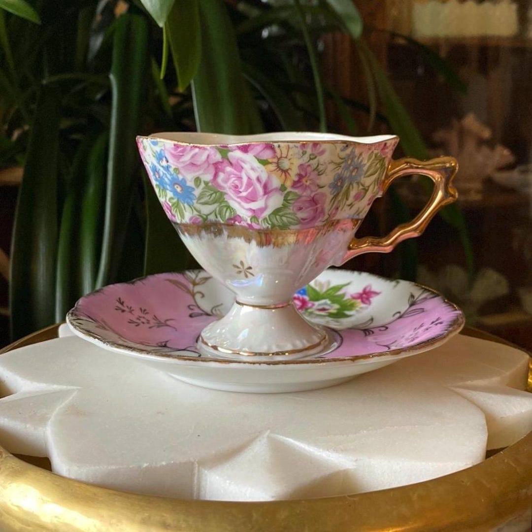 Rare Shafford Hand Decorated A-921 Iridescent, Gilded Gold + Floral ...