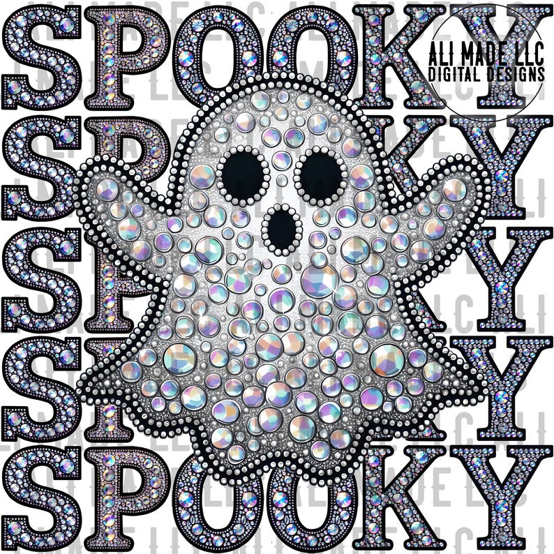 Spooky Ghost Faux Iridescent Rhinestones - PNG Digital Download ...