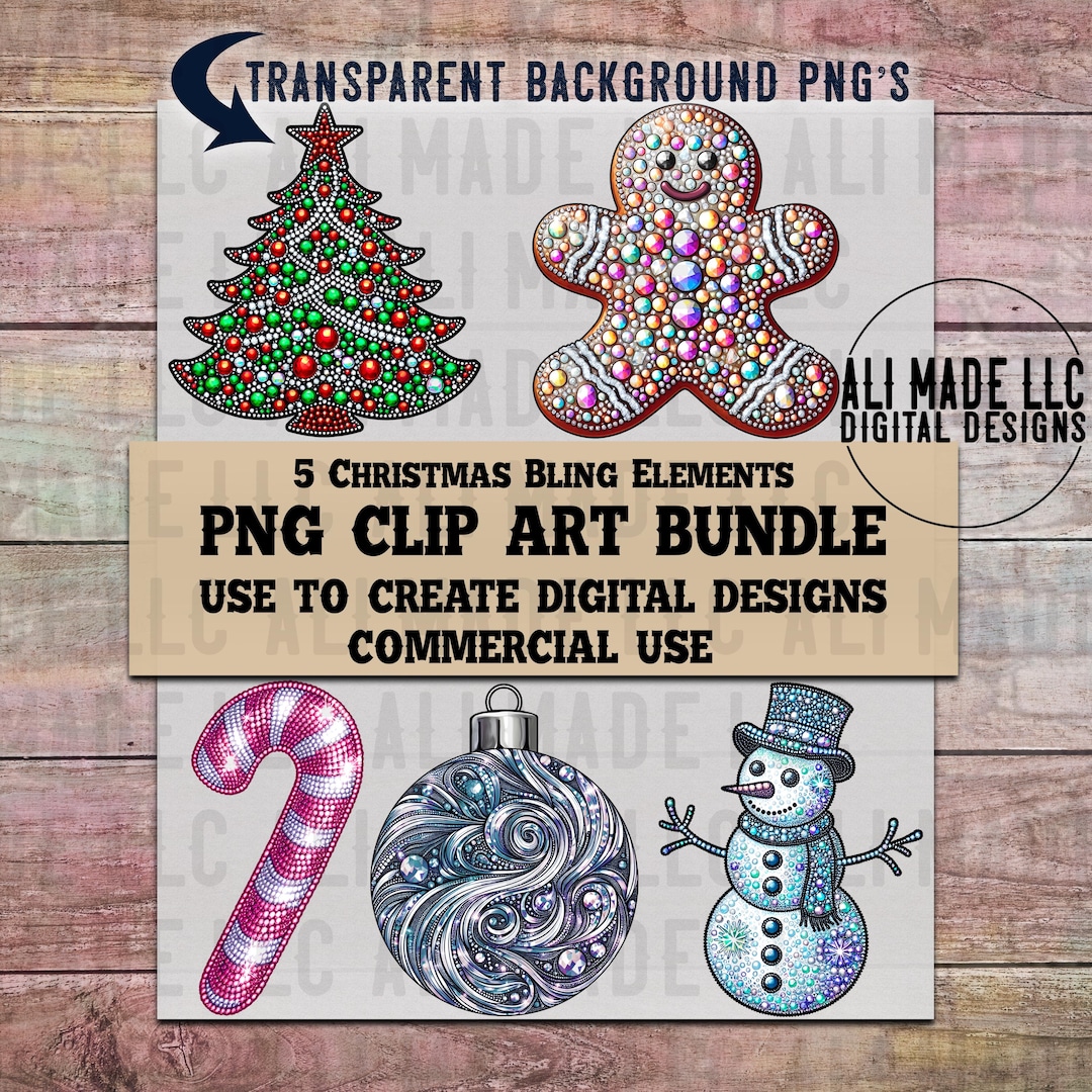 Christmas Bling CLIP ART Bundle of 5 - Ornament Tree Gingerbread ...