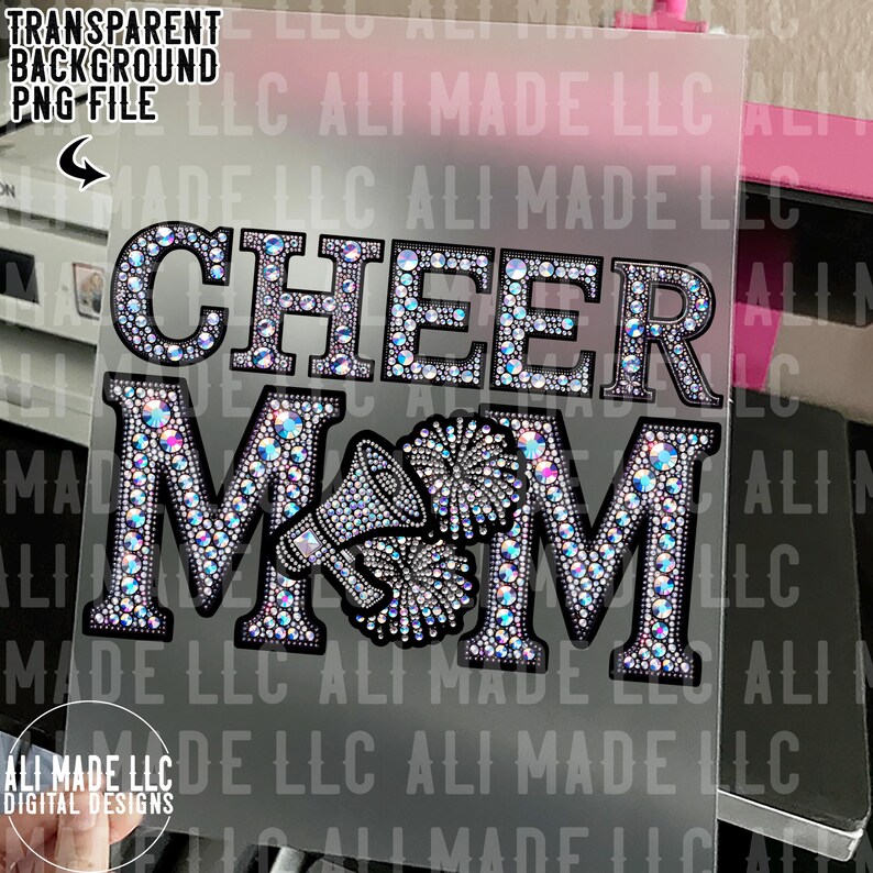 Cheer Mom Iridescent Rhinestones - PNG Digital Download, Use for Shirts ...