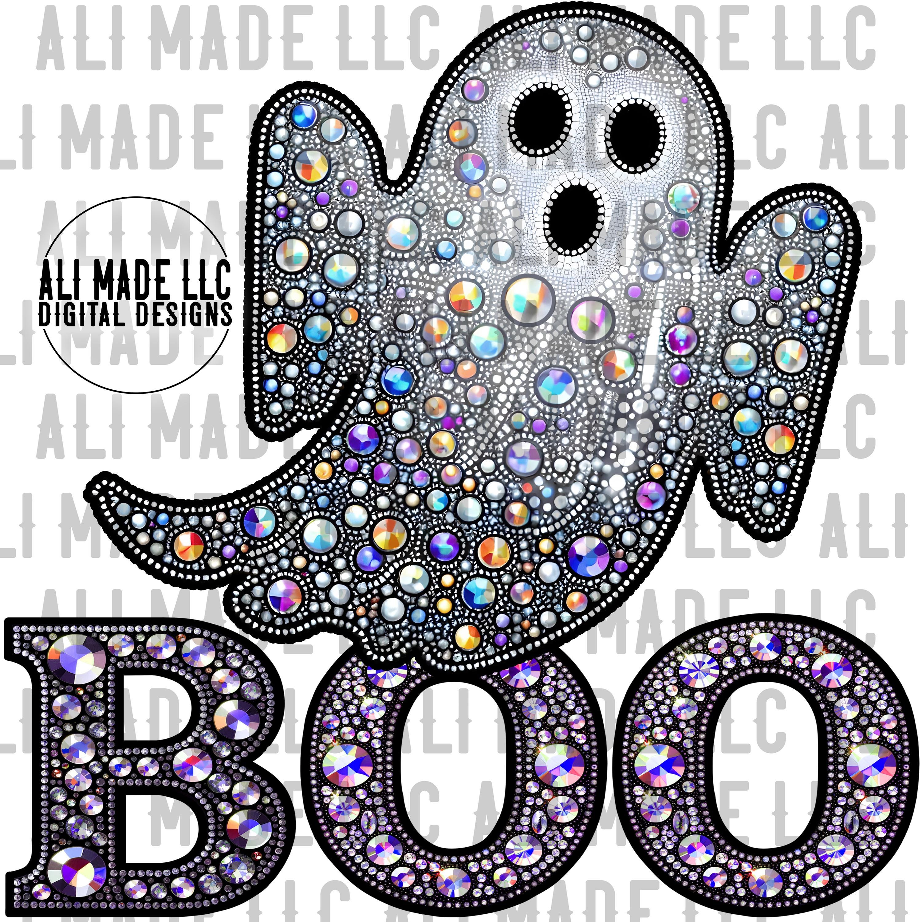 Boo Ghost Faux Iridescent Rhinestones - PNG Digital Download - Shirts ...