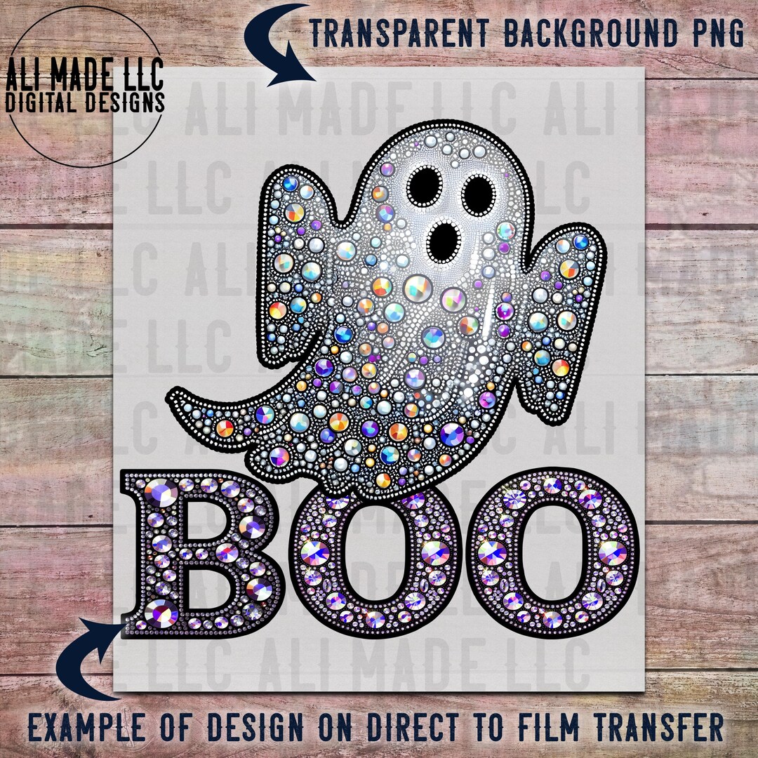 Boo Ghost Faux Iridescent Rhinestones - PNG Digital Download - Shirts ...