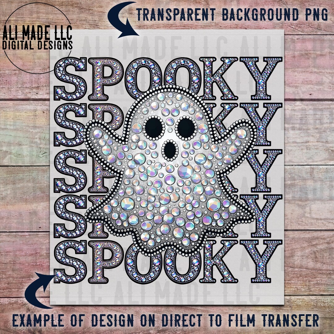 Spooky Ghost Faux Iridescent Rhinestones - PNG Digital Download ...
