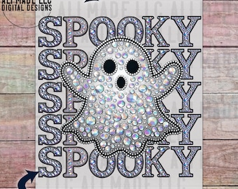 Boo Ghost Faux Iridescent Rhinestones - PNG Digital Download - Shirts ...